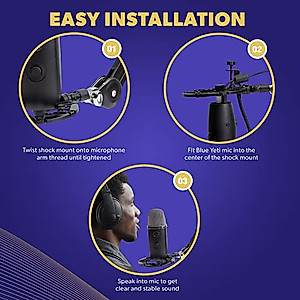 Auphonix Pro Microphone Shock Mount - Mic Holder Compatible w/Blue Yeti, Snowball & Pro Microphones