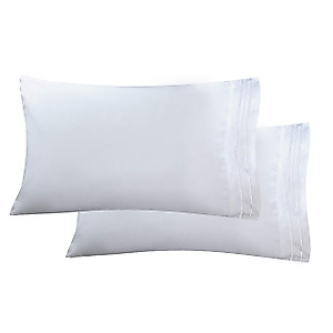 Elegant Comfort Luxury Ultra-Soft 2-Piece Pillowcase Set 1500 Thread Count Egyptian Quality Microfiber Double Brushed-Wrinkle Resistant, King Size, White