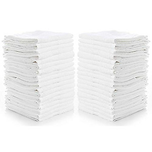 SIMPLI-MAGIC Cotton Set, Towels , 12x12 White, 24 Pack