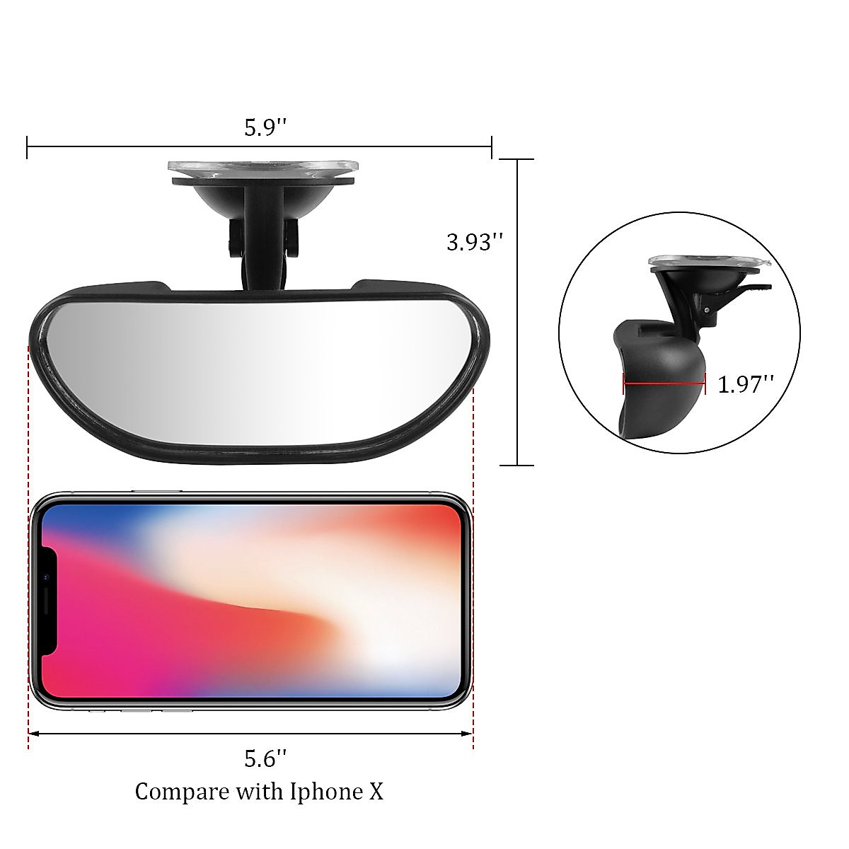 Ideapro Baby Car Mirror, Infant Car Seat Mirror with Adjustable Suction Cup, Child Mirror for Car Rear Facing, Back Seat Mirror for Baby Child Safety Car Rear Seat View Mirror for Universal Vehicle