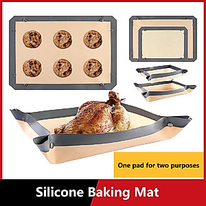 Silicone Baking Mat Eclair Baking Mat Leak Proof silicone baking mat - 4 Sheets Reusable Food Baking Mat for Non-Stick Bakeware Mats Oven Liner for Making Macaron, Pizza, Cookie, Pastry, Bread