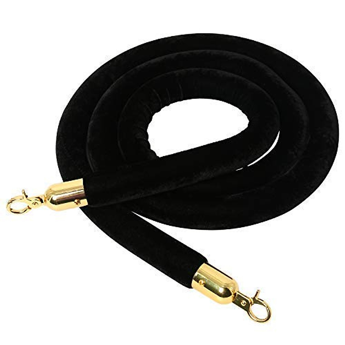 YaeGarden 2-Pack Velvet Stanchion Rope 5Ft Stanchion Queue Barrier Rope Velvet Rope Crowd Control Rope Barrier (Black)