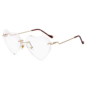 Dollger Clear Heart Sunglasses for women Rimless Heart Shaped Glasses Clear Love Frame Fun for Taylor Valentines Bachelorette Party