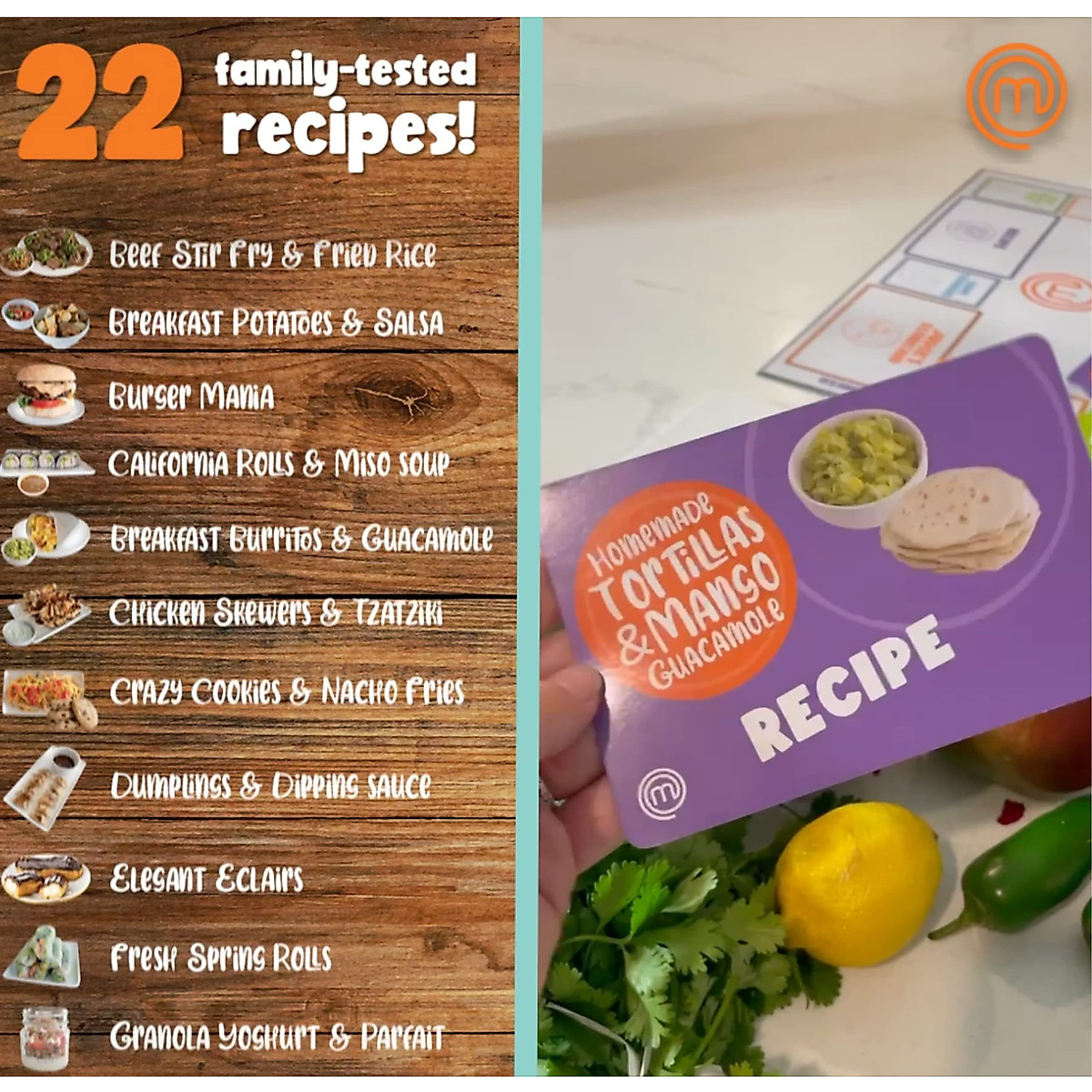 MasterChef Family Cooking Game. Turn Mealtime into Game Time! Ages 7+, Multicolor, 22 Family Tested Recipes