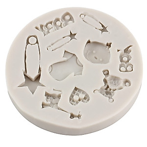 Sijiangmold Baby Shower Themed Cake Fondant Molds Baby Silicone Mold Baby Feet Baby Bottle Mold For Baby Birthday Cupcake Topper Cake Decorating Candy Gum Paste Polymer Clay Set Of 6