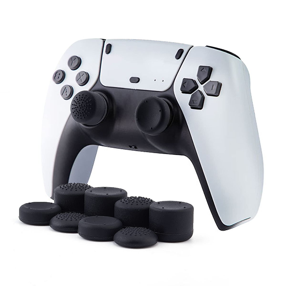 OLYCRAFT 16Pcs Thumb Grips Joystick Cap Analog Stick Cover Silicone Analog Controller Gamepad Raised Antislip Thumb Stick Grips for PS5 PS4 Xbox360 Controller - Black & White