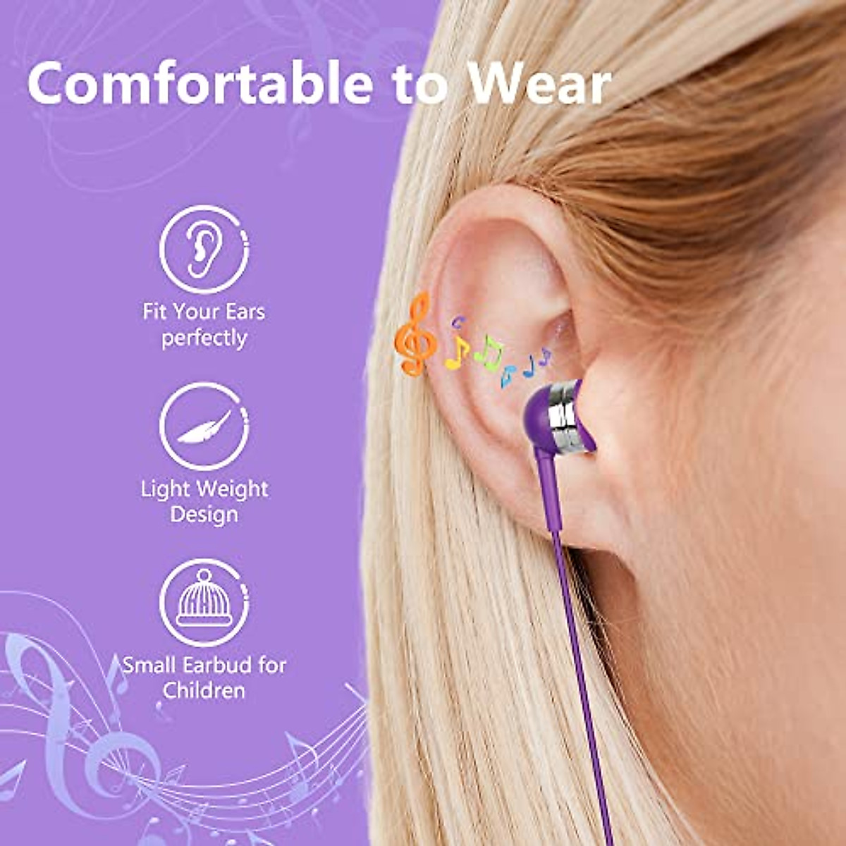 ZNXZXP Bulk Earbuds 50 Pack for Classroom,Wholesale Earbuds Bulk Headphones for Kids,Perfect for Students Schools Hospitals Hotels Library Museums,Individually Bagged,Multi Colored