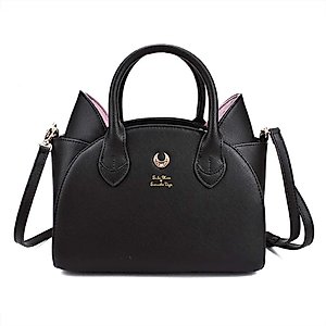 Women Top Handle Bags Cute Cat Ear Shoulder Bags Crossbody Bags(Black)