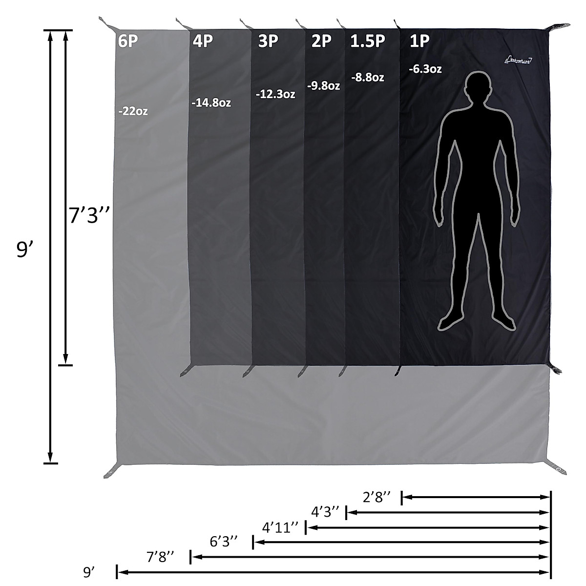 Clostnature Tent Footprint - Waterproof Camping Tarp, Heavy Duty Tent Floor Saver, Ultralight Ground Sheet Mat for Hiking, Backpacking, Hammock, Beach - Storage Bag Included