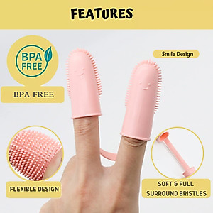 Koiernr Dog Toothbrush Kit, 6Pack Dog Finger Toothbrush for Dog Teeth Cleaning&Dog Dental Care, Cat Toothbrush Dog Tooth Brush Puppy Toothbrush Pet Toothbrush (Pink (6-Pack))