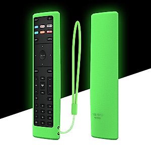 SIKAI Remote Case Compatible with Vizio XRT136 Smart TV Remote Skin-Friendly Shockproof Silicone Cover for Vizio XRT136 Remote Washable Anti-Lost with Remote Loop (Glow in Dark Green)