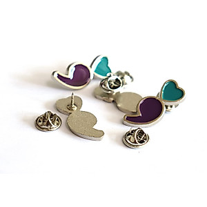 50-Pack Semicolon Mental Health Suicide prevention awareness Lapel pins Bulk Metal Purple & Teal Ribbon pin Souvenir Series Gifts