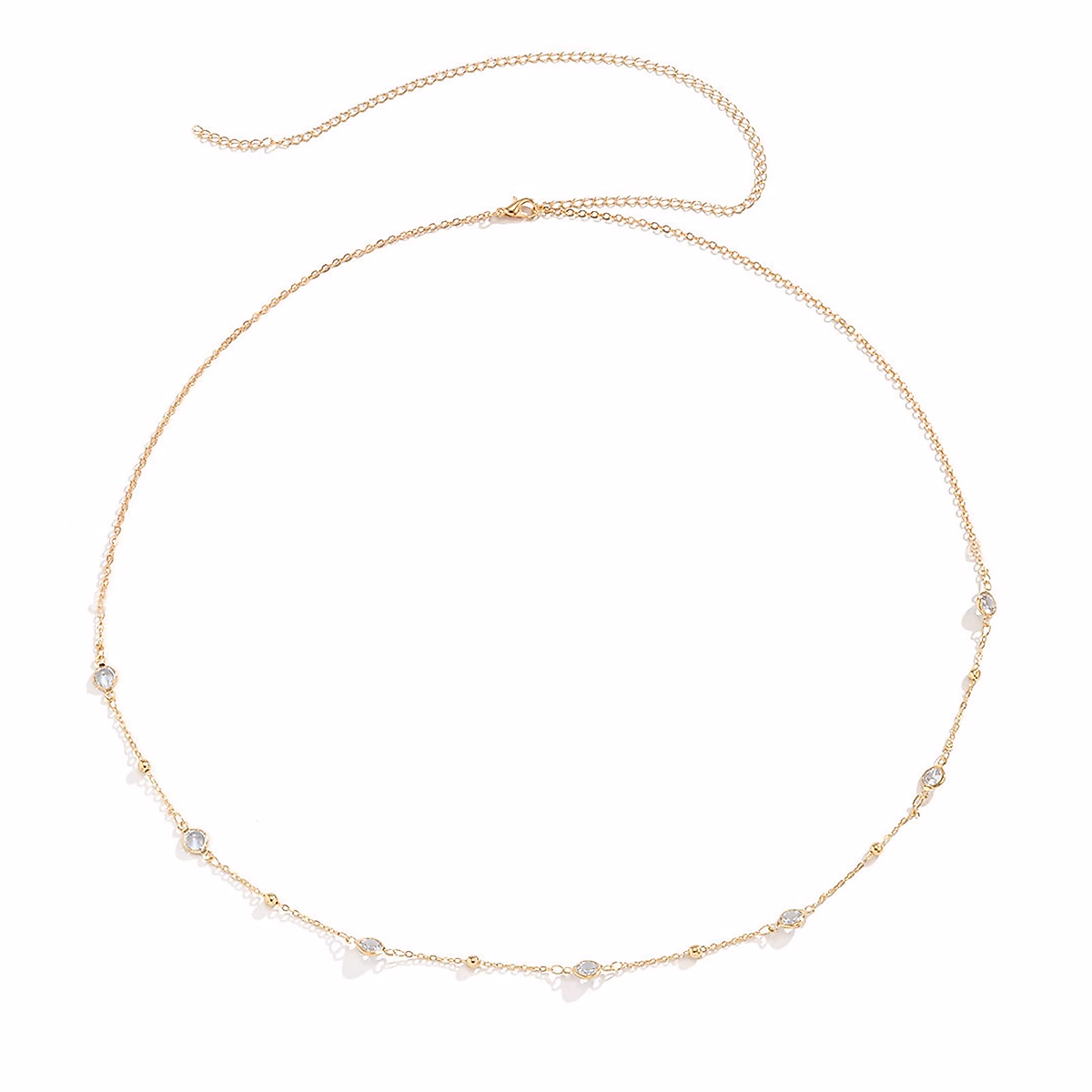 Simple Crystal Waist Chain Beach Adjustable Beads Belly Chain Boho Beaded Waist Belly Chain Sexy Summer Body Chain Jewelry for Women Girls (Belly beads-gold)