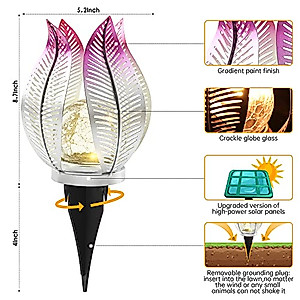 QZGE Garden Solar Lights Outdoor Decor Waterproof Crackle Glass Globe Lights,Metal Yard Art Outdoor Solar Table Lamp for Decorations Garden,Patio,Lawn,Balcony Or Courtyard.