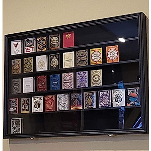 DisplayGifts Playing Card Display Case Frame Holds 60 Decks Collectible Poker Cards Only Acrylic Door UV Protection Black