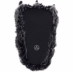 FEETMOJI Mens Slippers, Monster Claw Plush Slipper Full-Body, Solid Grey, Medium (Mens Size 7-9 / Womens Size 9-11)