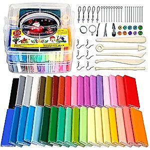 CiaraQ Polymer Clay Starter Kit-36 Colors, Modeling Clay for Kids&Beginners, Oven Baked Model Clay, Safe & Non-Toxic, Non-Sticky, with Sculpting Tools, Ideal Gift for Children&Artists