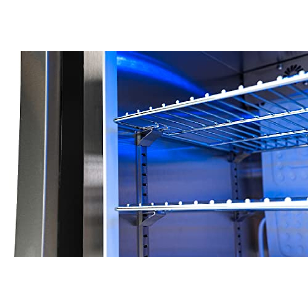 Mont Alpi MAF 2.7 Cubic Ft Outdoor Rated Glass Door Compact Temperature Adjustable Lockable Refrigerator Beverage & Wine Cooler Module w/ 3 Adjustable Racks + Blue LED Lighting