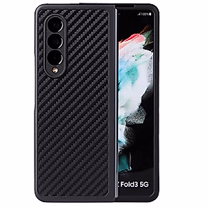 CCSmall Case for Samsung Galaxy Z Fold 3, Premium PU Leather Phone Cover Slim Fashion Design Protective Case for Samsung Galaxy Z Fold 3 GBT Striped Black