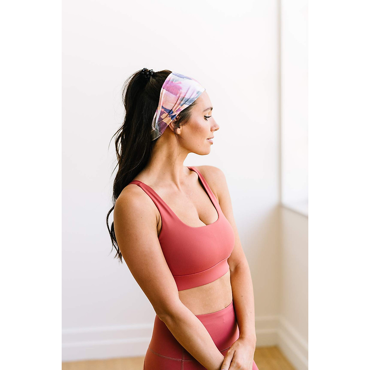 Maven Thread Serenity Wide Workout Headbands for Women, 4" Thick Non Slip Sweatbands, 2 Pack, Black, Yoga, Exercise, Running