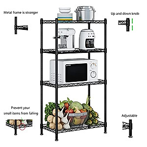 YIZAIJIA Storage Rack Shelving Adjustable 4 Tier Tall Metal Unit Organizer Wire Rack for Closet Bathroom Laundry Small Space Kitchen Garage