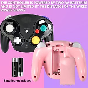Dliaonew 2.4G Wireless Gamecube Controller, Classic Gamecube Wii Controller with Receiver Adapter for Wii Gamecube NGC (Black and Pink)
