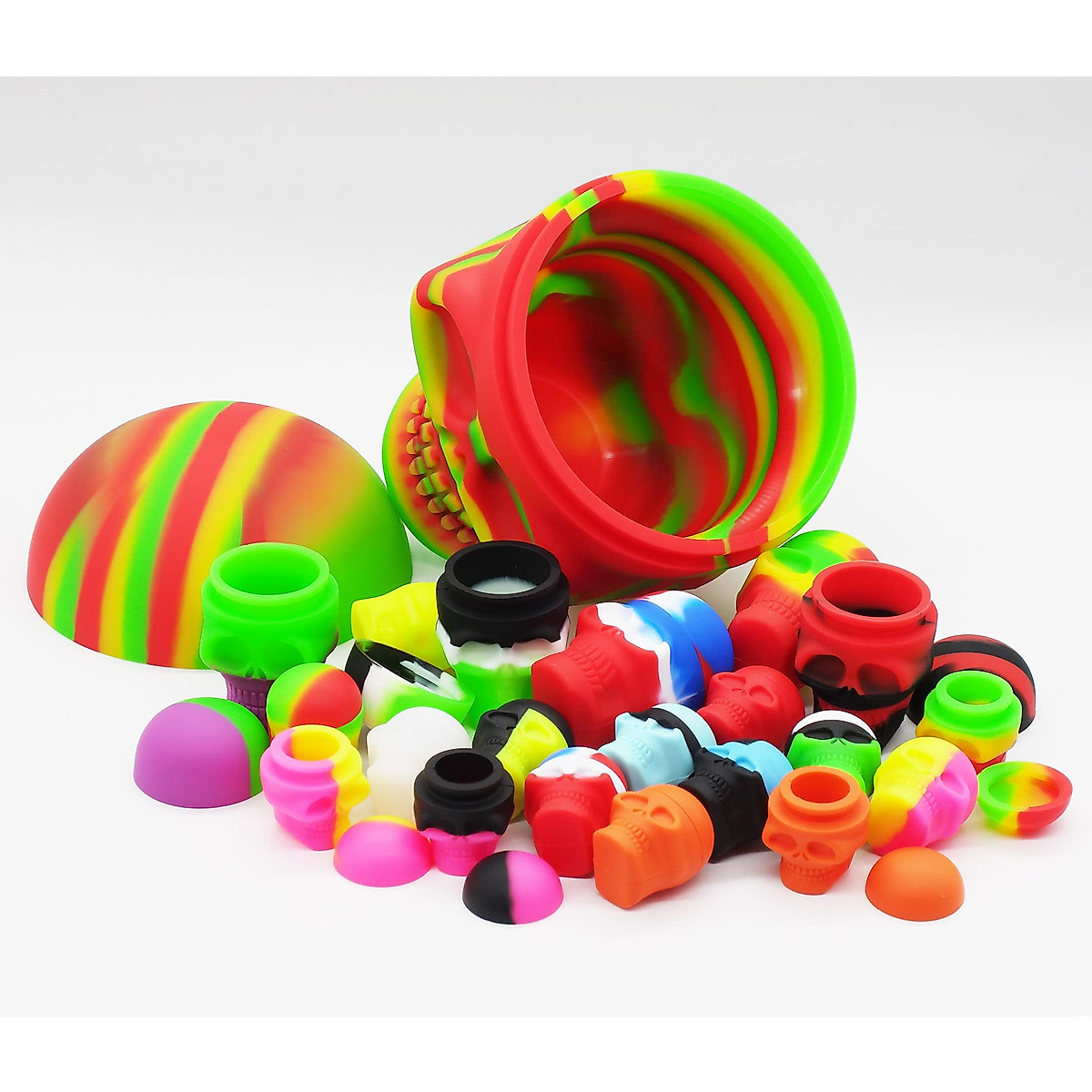 vitakiwi 500ml Wax Large Silicone Containers with 15ml 3ml Skull Non-stick Jars Set (21pcs)
