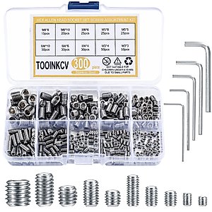 TOOINKCV 300 Pcs Stainless Steel Socket Head Screws Assortment Kit, Allen Head Socket Hex Head Screws, Metric M3 M4 M5 M6 M8 Grub Screws Set for Door Handles, Light Fixture