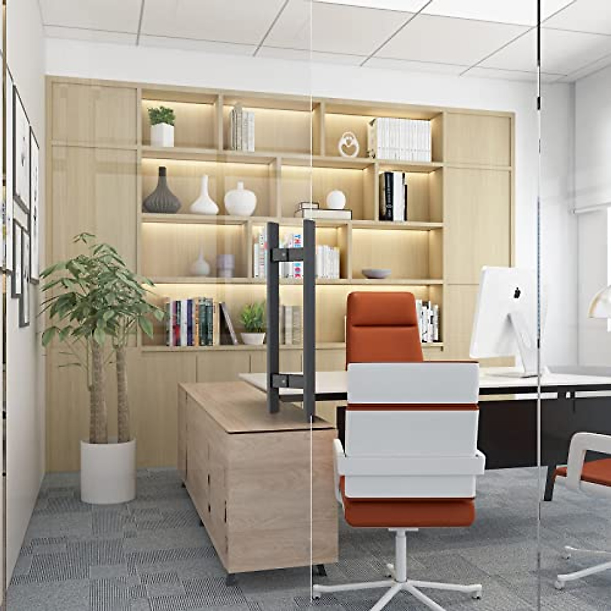 BARNSMITH 18" Barn Door Push Pull Handle,Glass Door Handle,Heavy Duty Grade-304 Stainless Steel Square Commercial Door Handle,Entrance Entry Front Door Handle Office Wood Garage Handle Pull Set,Black