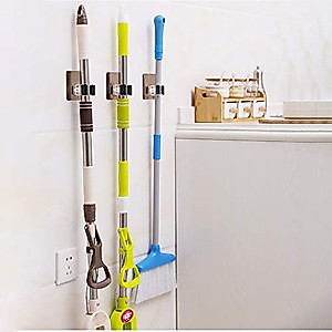 10Pcs Mop Broom Holder Clip, Self Adhesive Wall Mounted Broom Grippers, Great adhesion Anti-Slip Storage Rack for Kitchen, Garden, Garage, Bathroom, Office