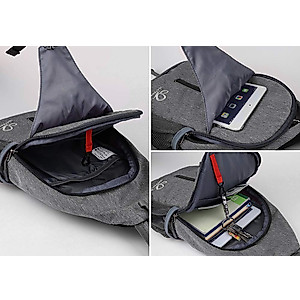 WATERFLY Crossbody Sling Backpack Sling Bag Travel Hiking Chest Bags Daypack (Dark gray)