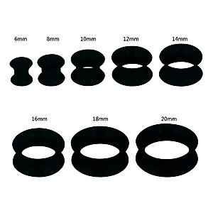 Oyaface 2 PC Black Soft Silicone Flexible Ear Skin Tunnels Plugs Expanders Gauges Hollow Body Piercing (Black 3/4‘’(20mm))