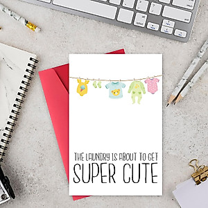 mmuue Funny Baby Shower Card for New Mom Dad Parents, Adorable Baby Shower Card for Girl Boy, New Baby Arrival Card, Congrats Pregnancy Card, Super Cute Laundry