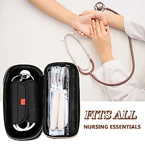 Damero Double Layer Stethoscope Case Compatible with 3M Littmann/ADC/Omron Stethoscope, Stethoscope Carrying Case Travel Bag for Nurse Accessories, Black