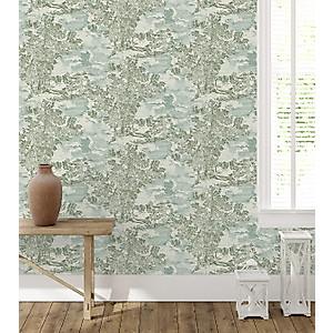 Surface Style - Peel and Stick Wallpaper, Scenic Wallpaper for Bedroom, Powder Room, Kitchen, Self Adhesive, Vinyl, 30.75 Sq Ft Coverage (Serene Scenes Collection, Willow)