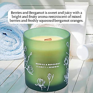 Large Berries Bergamot Candle with Vanilla, Grape & Cherry | Strong Scented Candles for Home, Relaxing Aromatherapy Candle | Natural Soy Candles for Men & Women 10.6 oz, Wood Wicked Candle Clean Burn