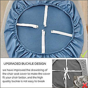 SearchI Waterproof PU Leather Seat Covers for Dining Chairs, 4 Pack Stretch Dining Room Chair Seat Covers, Kitchen Chair Seat Covers Protectors (Blue)