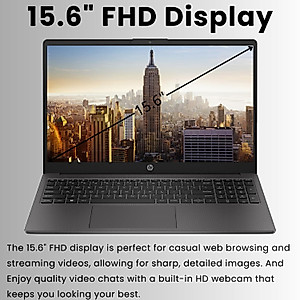 HP 15.6" FHD Business Laptop Computer, AMD 8-Core Ryzen 7 7730U (Beat i7-1355U), 4GB DDR4 RAM, 128GB PCIe SSD, WiFi 6, Bluetooth 5.3, Webcam, Type-C, HDMI, Numeric Keypad, Windows 11 Pro, Vent-Hear