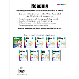 Spectrum 1st Grade Reading Comprehension Workbook, Ages 6 to 7, Reading Grade 1, Letters and Sounds, Sight Words Recognition, and Nonfiction and Fiction Passages - 158 Pages (Volume 20)
