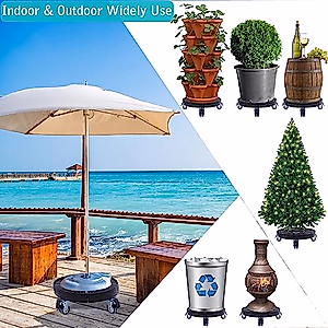 Plant Caddy with Wheels Heavy Duty,15-21inch Adjustable Rolling Black Round Plant Stand with Casters,Large Plant Dolly Cart for Indoor Outdoor Planter,Flowerpots,Plant Pots,Trash Can,Umbrella Base