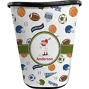 RNK Shops Personalized Sports Waste Basket - Single Sided (Black)