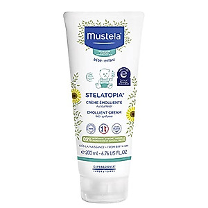 Mustela Stelatopia Eczema-Prone Skin Emollient Baby Cream - Moisturizing Body Lotion with Natural Avocado & Sunflower Oil - Fragrance-Free - 6.76 fl. oz.
