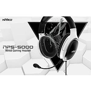 Nyko NP5-5000 Wired Headset for PlayStation 5 - Lightweight Headphones w/Adjustable Microphone - Compatible w/ PS4, PS5, Nintendo Switch, Xbox One and Xbox X|S - PS5 Accessories (Black/White)
