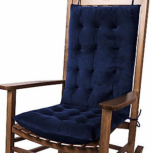FlyGulls Rocking Chair Cushions Indoor Velvet Chair Pads High Back and Seat Cushion 2 Piece Set Navy