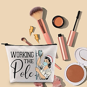 TOBGBE ER Nurse Gift Emergency Room Zipper Bag ICU Nurse Gift Appreciation Makeup Bag Nurse Graduation Gift (Working The Pole)