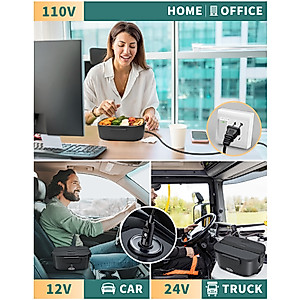 STN Heated Lunch Boxes For Adults,Efficient Electric Lunch Box Set with Removable 304 SS Container (1.5L+ 0.45L),10L Insulated Bags,Big Cutlery Set for 12v 24v 110v