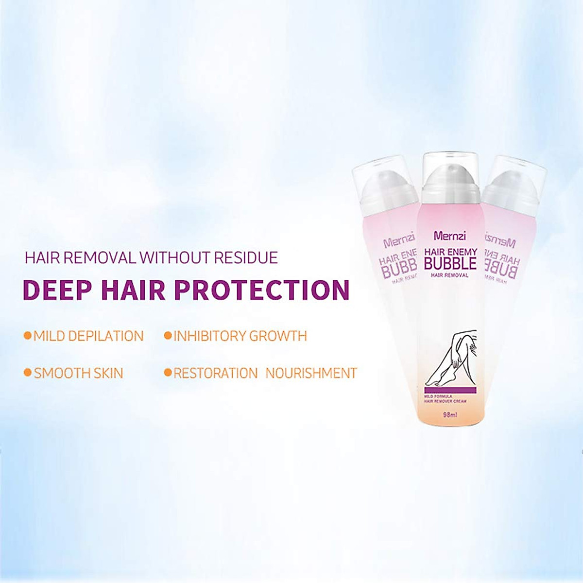 Women Hair Removal Foam Mousse, Natural Painless Permanent Spray Body Depilatories Gel Cream For Women Body Hair Foam Mousse Creams Depilatories