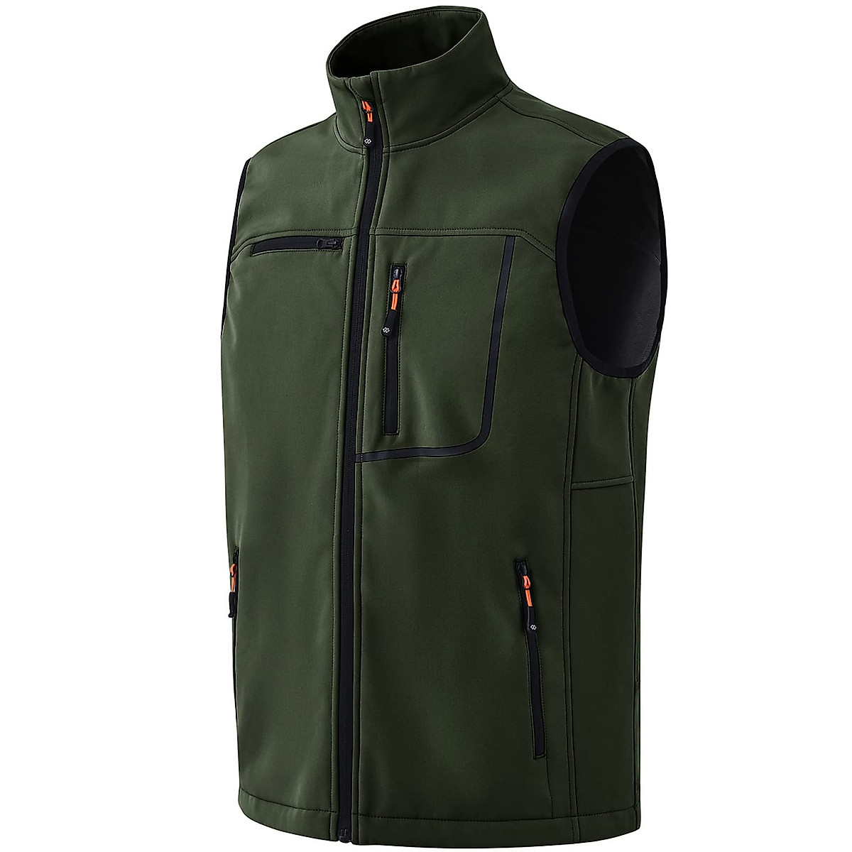 MoFiz Mens Vest Outerwear Zip Up Fleece Lined Light Windbreaker Sleeveless Jacket Hiking Golf Vest For Men Army Green X-Large