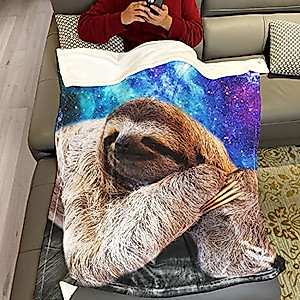 YISUMEI Galaxy Sloth Throw Blanket Cute Sloth Nebula Milky Way Fleece Blanket Soft Warm Cozy for Sofa Couch Bed 60"x80"
