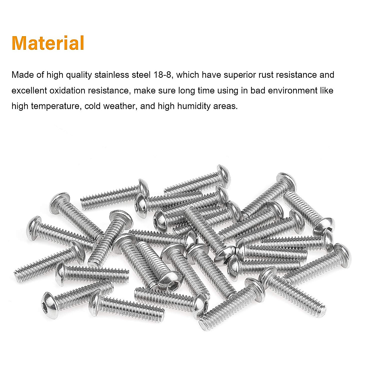 Powlankou 30 Pieces 1/4-20 x 1" Hex Button Head Socket Cap Bolts, Stainless Steel 18-8 (304), Full Thread